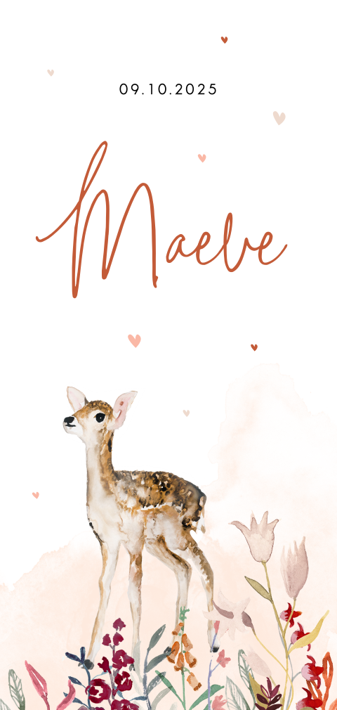 Geboortekaartje hertje | Hippe-Geboortekaartjes.nl