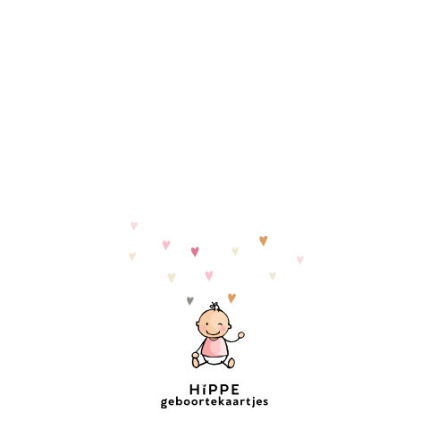 Hippe geboortekaart voor meisje in loopkar