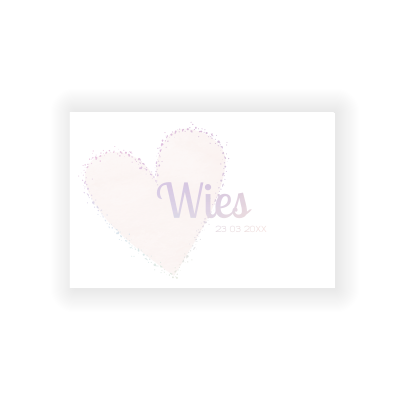 Geboortekaartje meisje met hartje en holografische folie